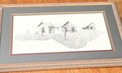 Signed Thomas R Voorhis Sketch Print Art 1985 Barn House Shed Western ...