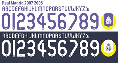 Name&Number Set For Real Madrid La Liga&UEFA Champions League 2007/2008 ...