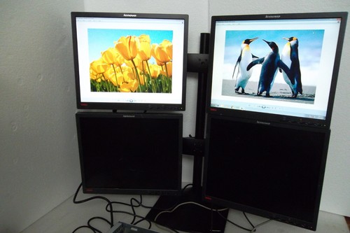 LOT-4 Lenovo ThinkVision L1900pA Monitor 19" VGA DVI w/ Ergotron Stand ...