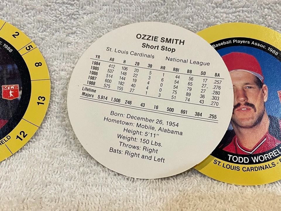 RARE St. Louis Cardinals 1989 Cadaco All-Star Baseball Discs Set, Ozzie ...