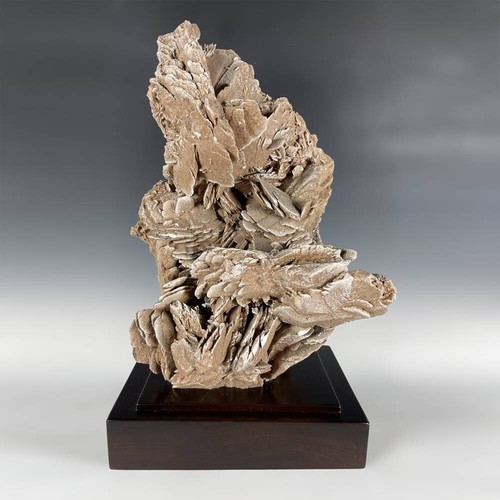 CHINESE DESERT ROSE GONGSHI SCHOLAR'S ROCK GYPSUM CRYSTAL CARVED WOOD ...