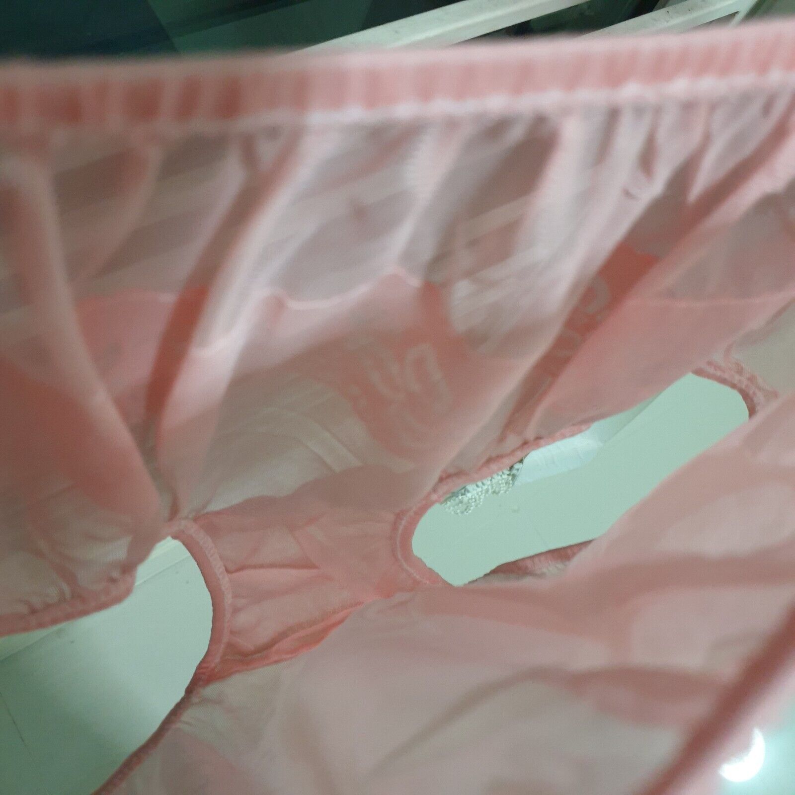 Sheer Nylon Panty Peach Bikini Sissy Lace Granny Vtg … Gem