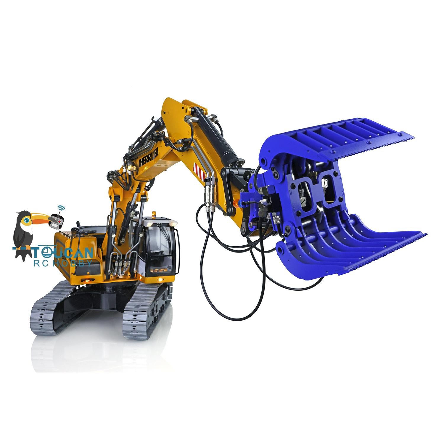 946-3 1/14 10CH RC Hydraulic Tracked Excavator Digger Metal Ripper Grab ...