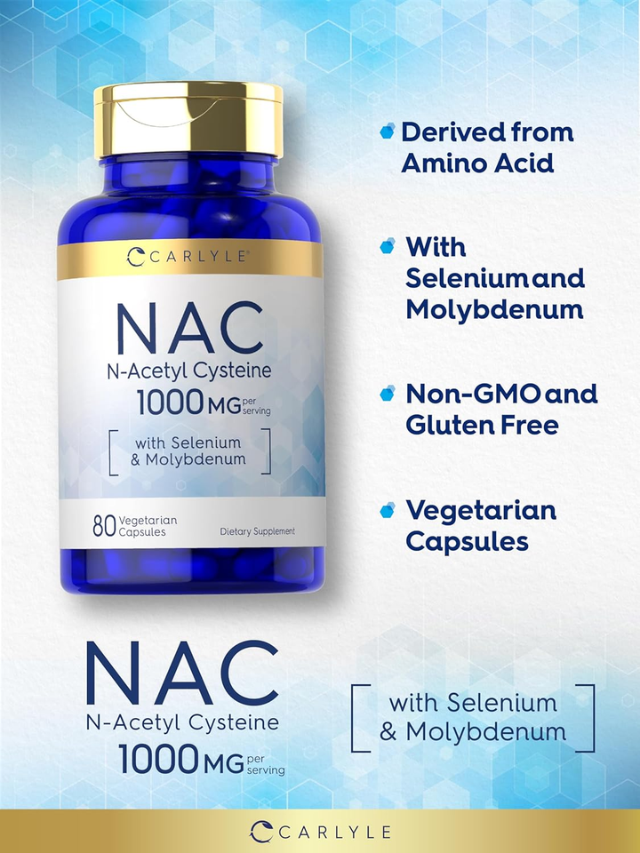 NAC Supplement N-Acetyl Cysteine 1000Mg, 80 Capsules, with Selenium ...