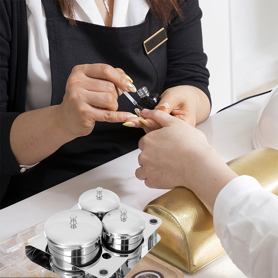 Double-ended Nail Art Brushes Compact Liquid Cups Fingernail Polish ...