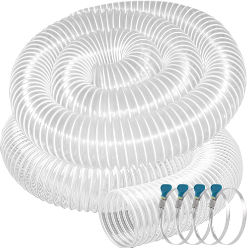 4" X 20' Heavy PVC Dust Collection Hose, Flexible Clear PVC with Wire ...