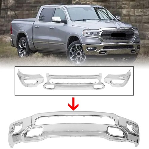 Chrome Front Bumper Face Bar W/ Fog Holes Assy For Ram 1500 2019-2024 ...