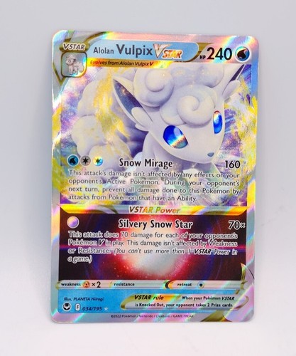 Alolan Vulpix VSTAR 034/195 Holo Ultra Rare Pokémon Card NM Fresh Pull ...