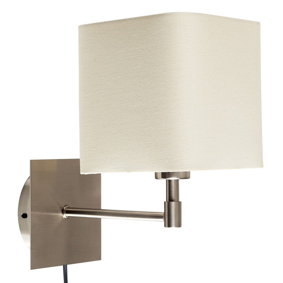 Plug In Wall Light Fitting Square Fabric Lampshades Hotel Design ...