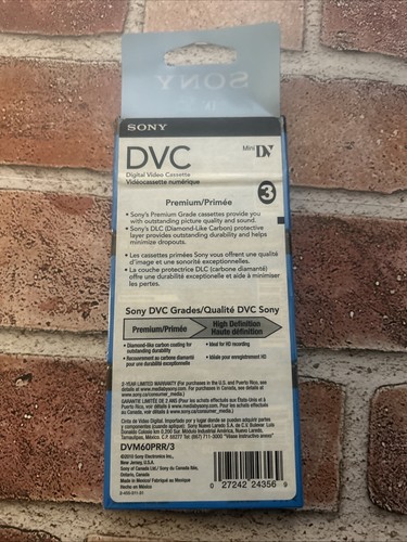 Sony DVC Mini DV 60 Min LP 90 Sealed Blank Tapes Premium 3-Pack New ...