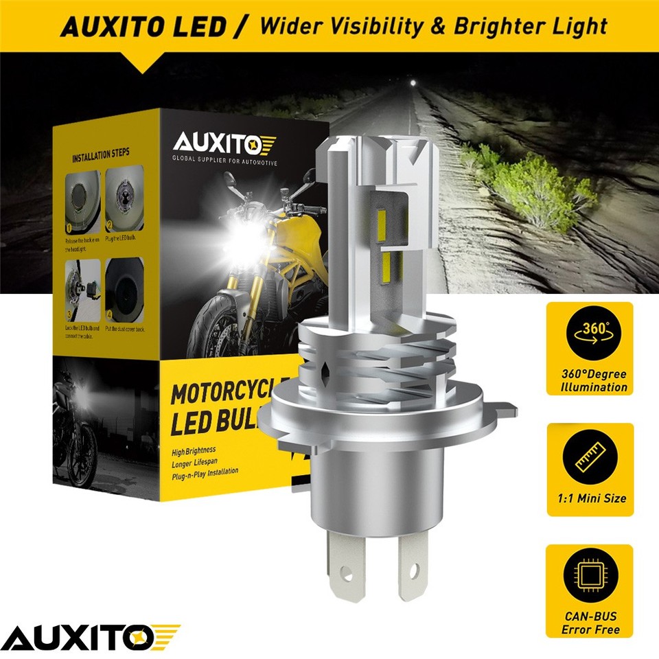 1x H4 Super Bright Headlight LED Motorcycles Bulbs High Beam 6500K Low ...