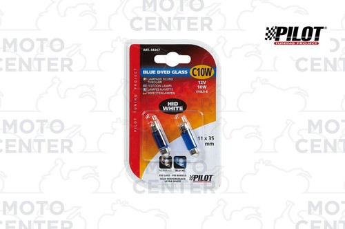 Paire Lampes A Torpille Vitre Bleu PILOT (C10W) - 11x35 MM 12 V 10W ...