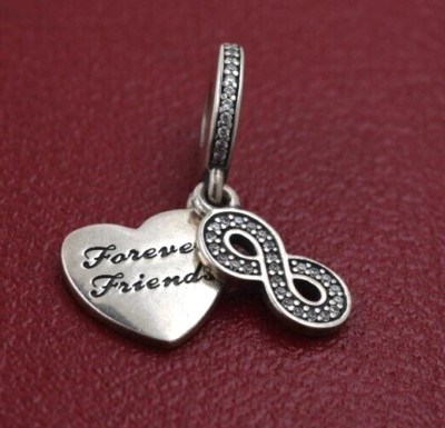 Pandora Sterling Silver Charm Friends Forever W/ Clear Gemstones | eBay