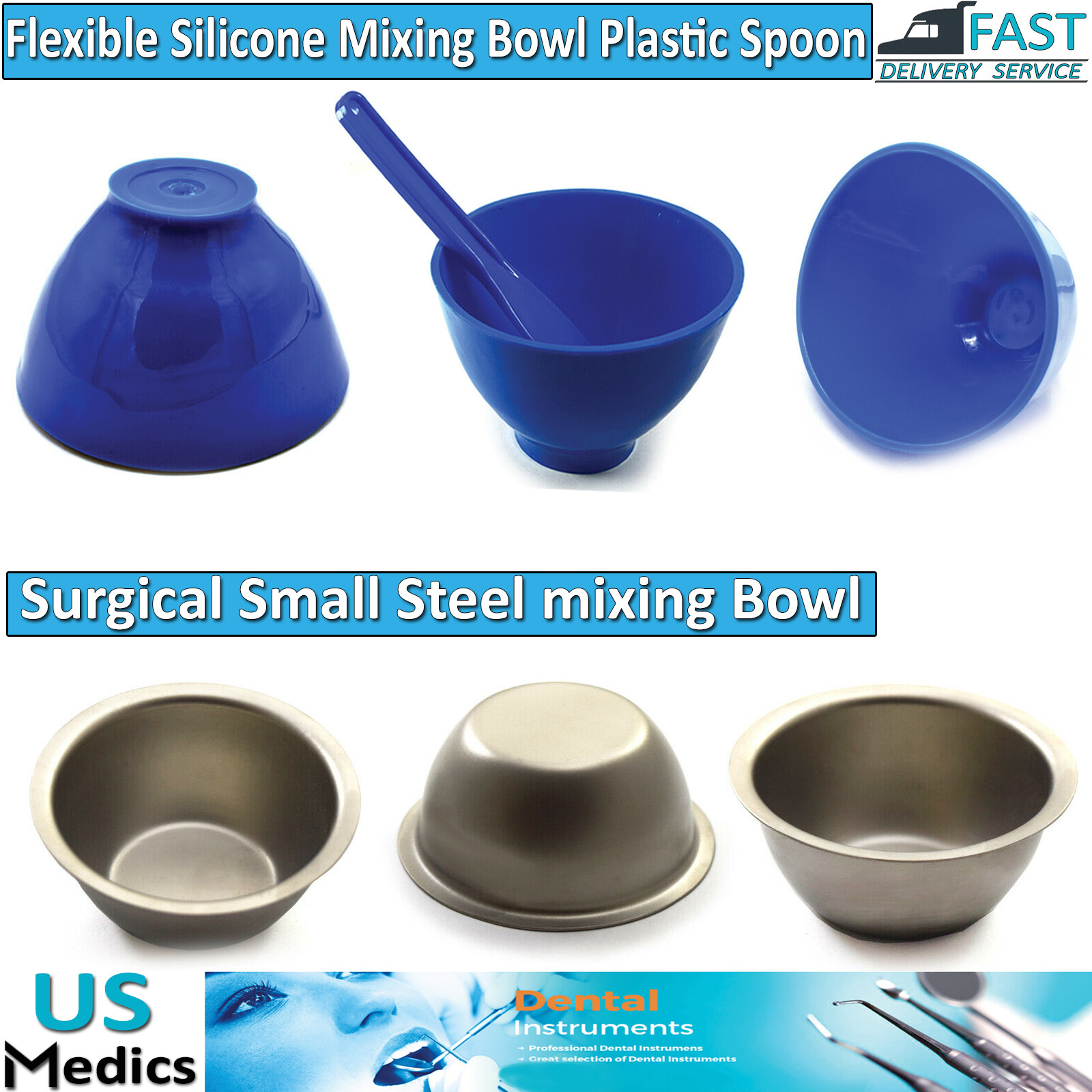 Dental Lab Rubber Flexible Silicone Mixing Cup Steel Bowl Hygienist ...