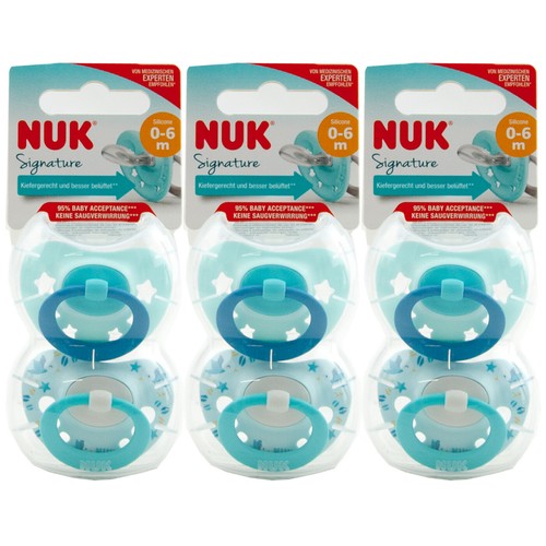 NUK Firma Ciuccio 0-6 Mesi 3 x 2 Pezzo Blu Ciuccio Misura 1 ...