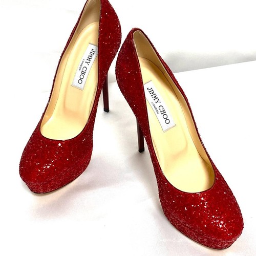Jimmy Choo High Heel Pumps Red Patent Glitter Size 36.5 Women Authentic ...