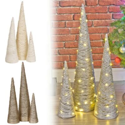 LED Light Up Christmas Tree Cone Pyramids Glitter Fairy Lights Ornament ...