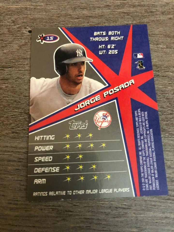 2001 Topps Stars Baseball card #15 Jorge Posada NY Yankees Mint (C7) | eBay