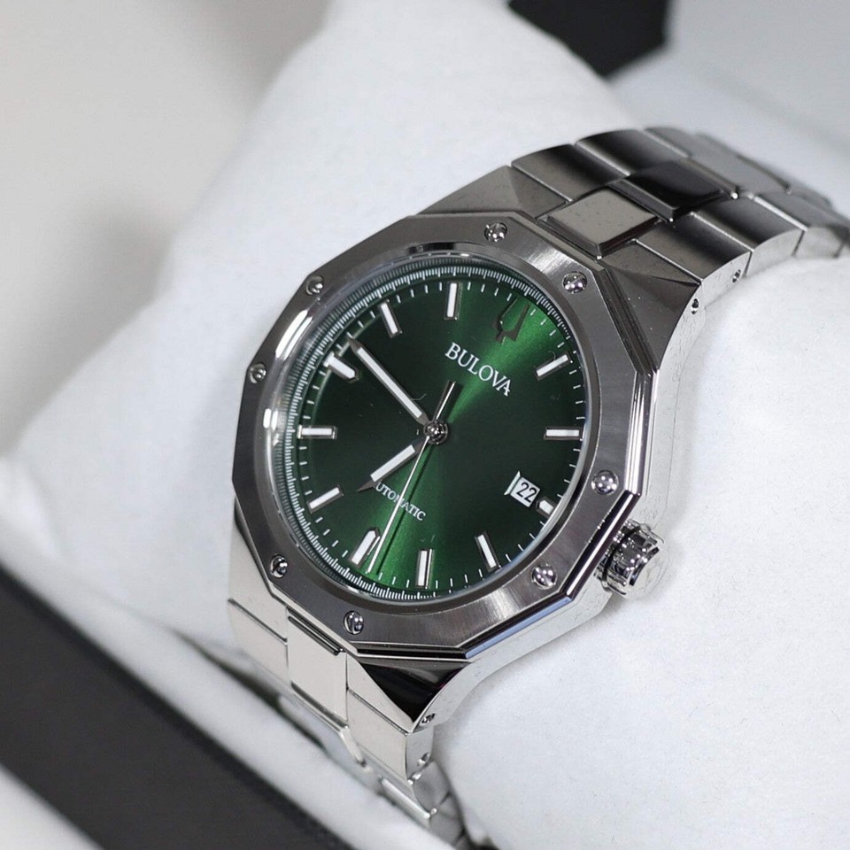 Bulova Classic Green Dial Men's Automatic Stainless Steel Watch 96B464 ...