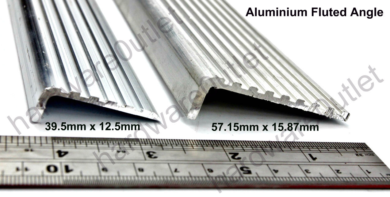 ALUMINIUM FLUTED ANGLE Stair Step Edge trim slip resistant 3 Sizes & 10 ...