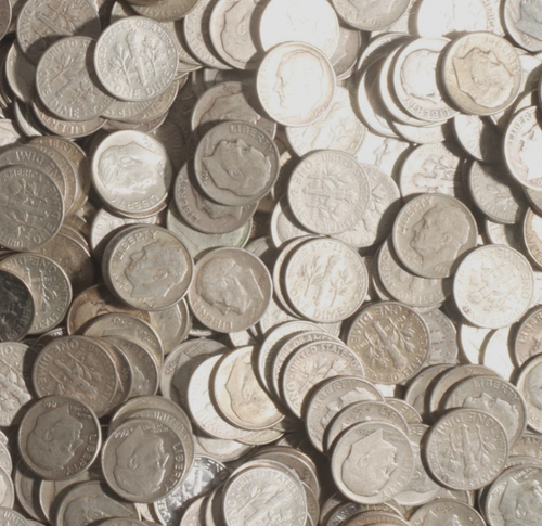 1 U.S. Oz. Bulk Silver Roosevelt Dimes 90% Silver Physical Coin Weight ...