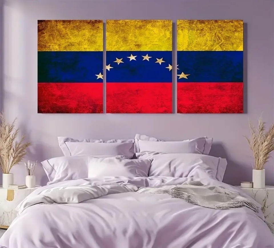 [2D Flat] 3pcs Venezuelan Flag Wall Art - Vintage Effect, 30x40cm, High ...