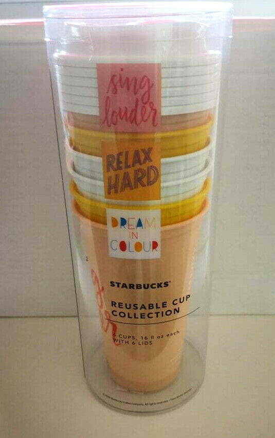 NEW COLLECTIBLES STARBUCKS REUSABLE CUP COLLECTION 6 CUPS 16 fl oz each ...
