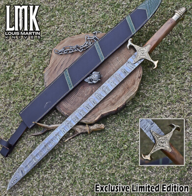 LMK Hand Crafted Twist Damascus Sword Olive Wood Unique Brass Guard | eBay