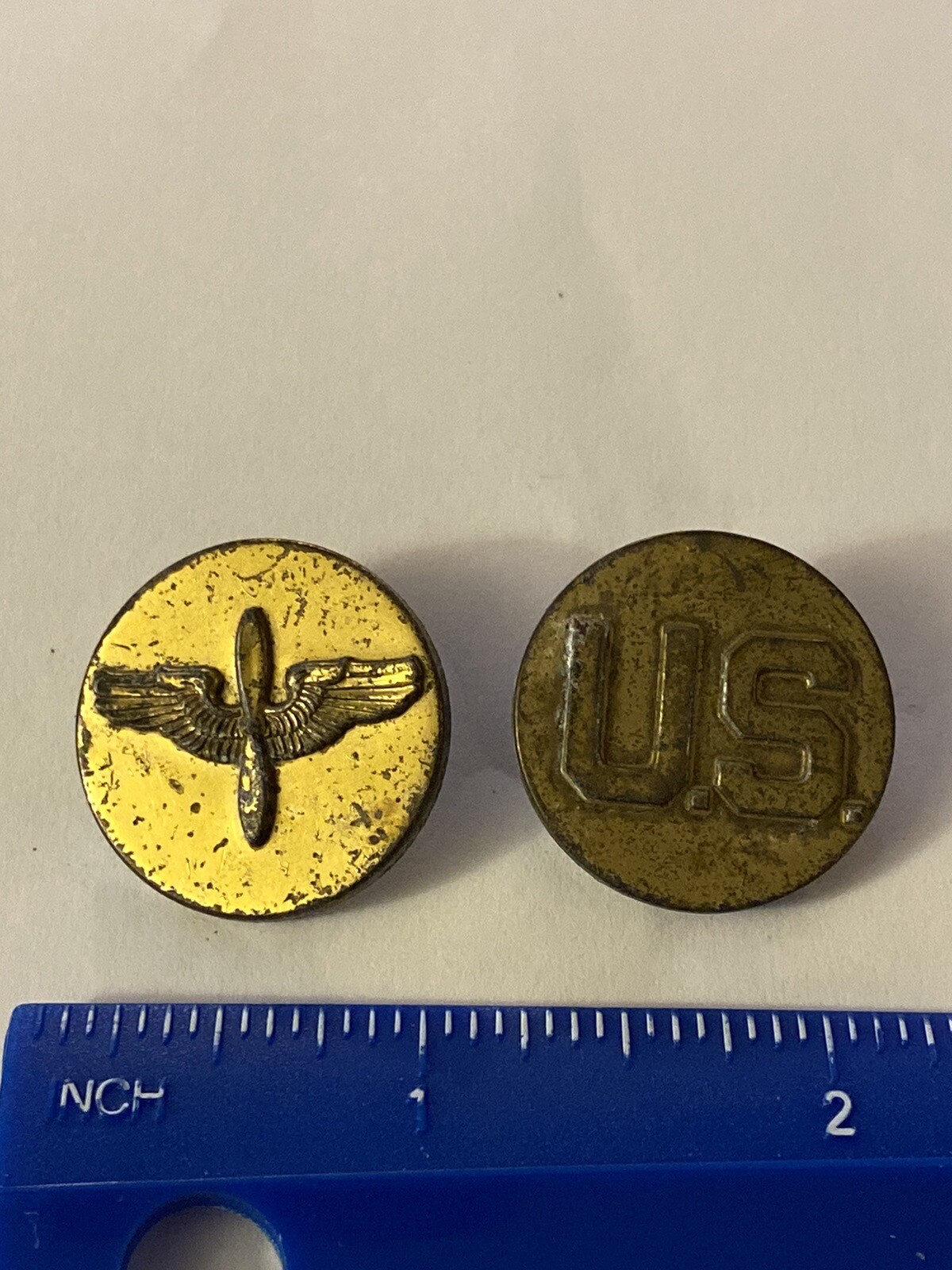 Pair Of WWII US & Air Force Variation Collar Discs Theater Made PC FC ...