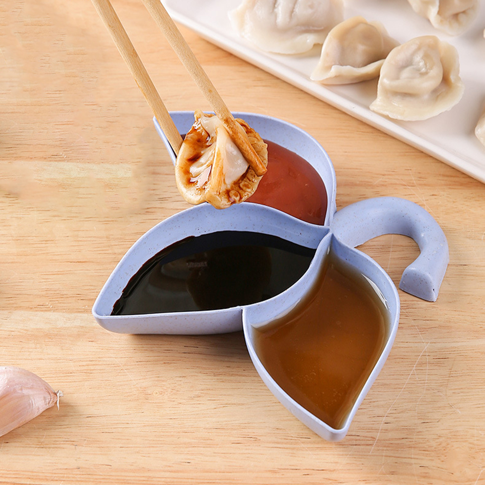 Condiment Holder Compartment Plate Leaves Shape Molding 2pcs Sauce Dish ...