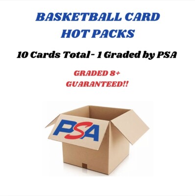NBA HOT PACKS. GUARANTEED PSA 8+ GRADED CARD + 3 ROOKIES(10 TOTAL CARDS ...