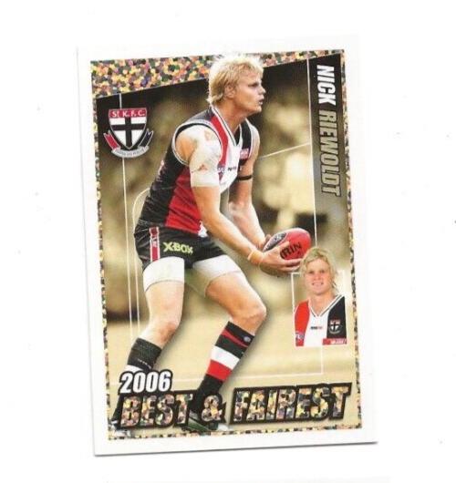 2007 AFL Herald Sun BEST & FAIREST ST KILDA NICK RIEWOLDT BF13 Card ...