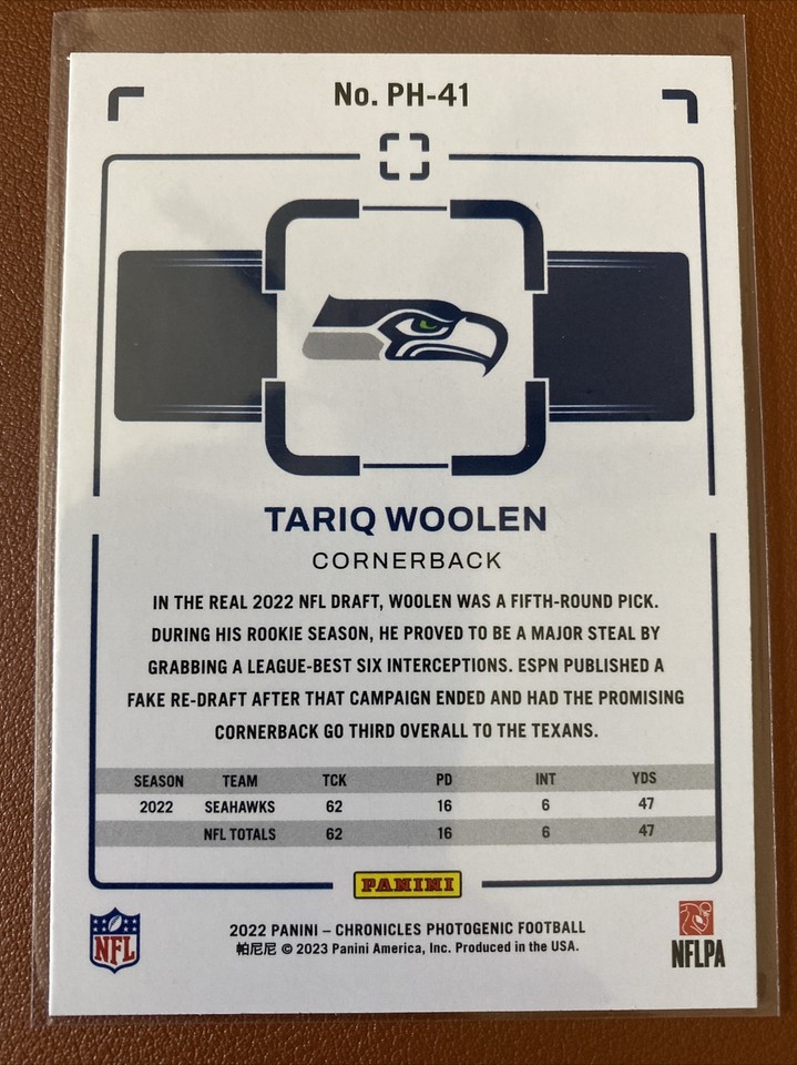 2022 Chronicles Rookie RC Tariq Woolen RC PH-41 Photogenic Seattle ...