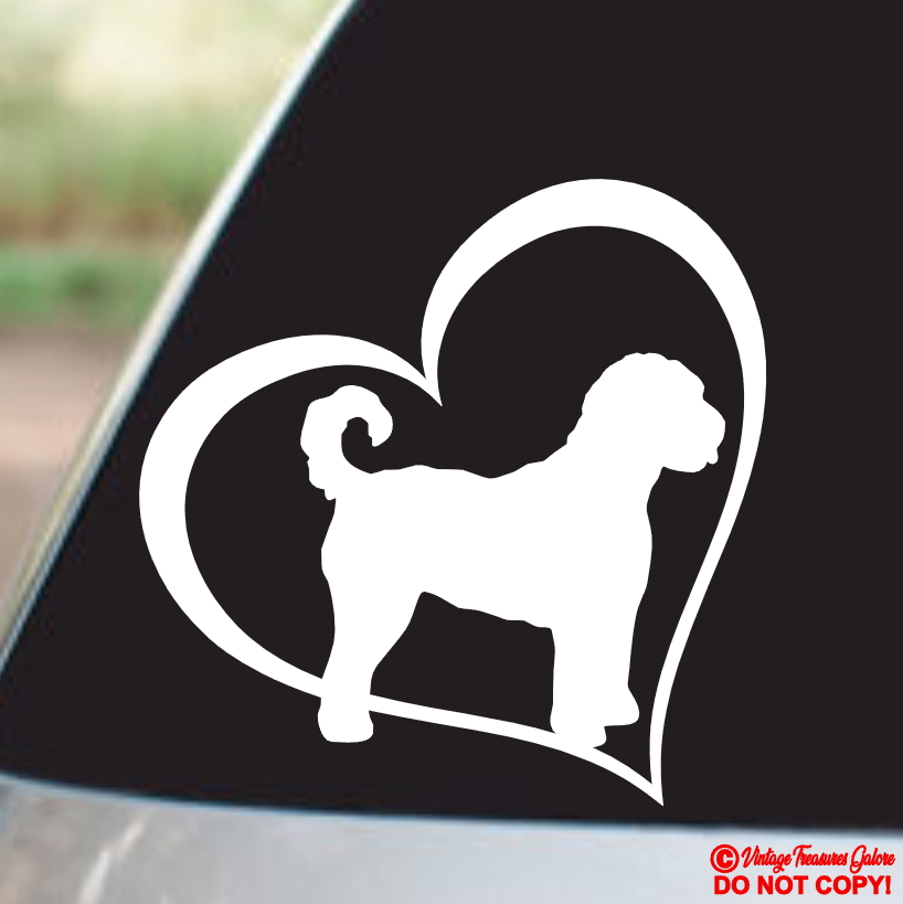 GOLDENDOODLE HEART Vinyl Decal Sticker Car Window Bumper GROODLE DOG ...