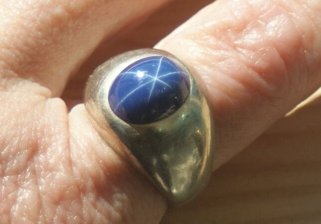 HALLMARK 14kt WHITE GOLD STAR MAN MADE SAPPHIRE RING SIZE 6 kqs | eBay