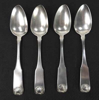 4 Large Antique c. 1830 J.B. JONES Boston KINGS PATTERN Coin Silver ...