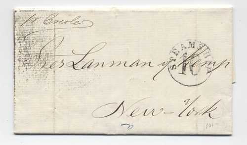 1863 steamship 10 stampless letter to New York with forwarder Havana [h ...