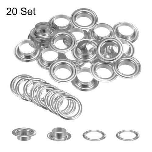 20Set Grommets Eyelets Kit 14mm Copper Metal Eyelets with Washers Silver Tone | eBay