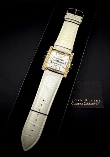 Joan Rivers Classic Collection White Leather Watch Gold Accents | eBay