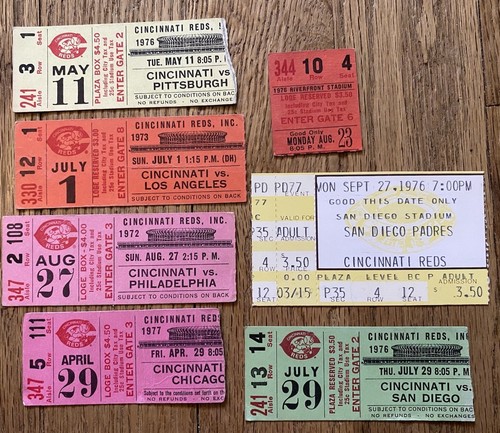 Lot Of (7) 1970s Cincinnati Reds Pete Rose Hits Ticket Stubs | eBay