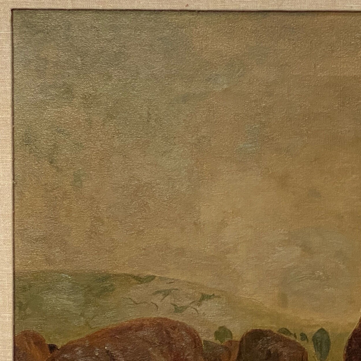 Antique JOHN (JACK) DARE HOWLAND Oil Painting, Buffalo/Bison Herd 19th ...