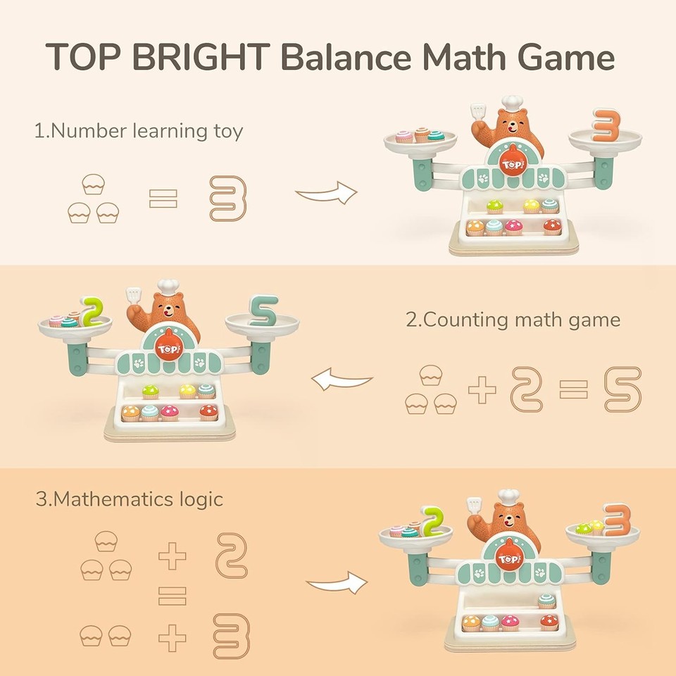 TOP BRIGHT Balance Math Game for Kids - STEM Toys 3 Year Old Girls Boys ...