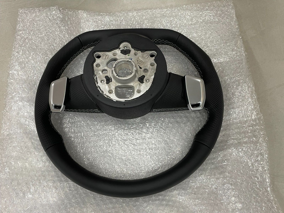 AUDI S4 S5 8W SPORT LEATHER STEERING WHEEL FLATTENED PERFORATED S ...