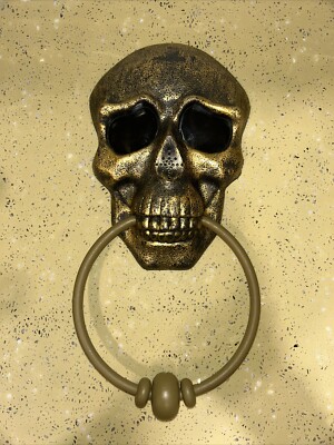 Halloween Skull Door Knocker LIGHTS UP & TALKS Door Decor Red Eyes Skeleton Goth | eBay
