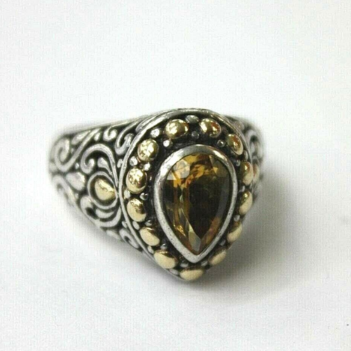 SAMUEL B BEHNAM BJC ARTISAN RING SILVER 18K GOLD CITRINE 8.2GR SIZE 6 ...