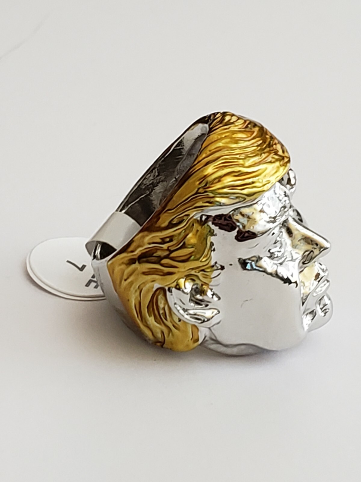 US President Donald Trump Ring Gold Hair with Silver Stainless Steel ...