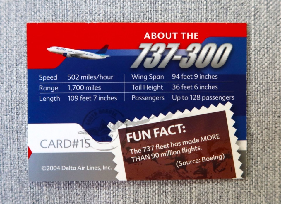 Delta Air Lines Aircraft Pilot Trading Card # 15 Boeing 737-300 2004 | eBay