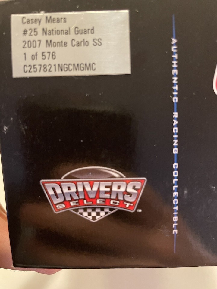 #25 Casey Mears AUTOGRAPHED National Guard 2007 Monte Carlo 1:24 SCALE ...