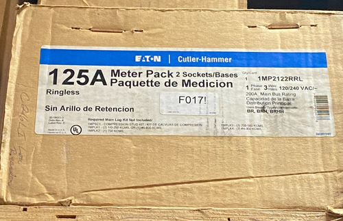Eaton 1MP2122RRL 125A Meter Pack 2 Socket 5 Jaw 1Ø 120/240V Ringless w ...
