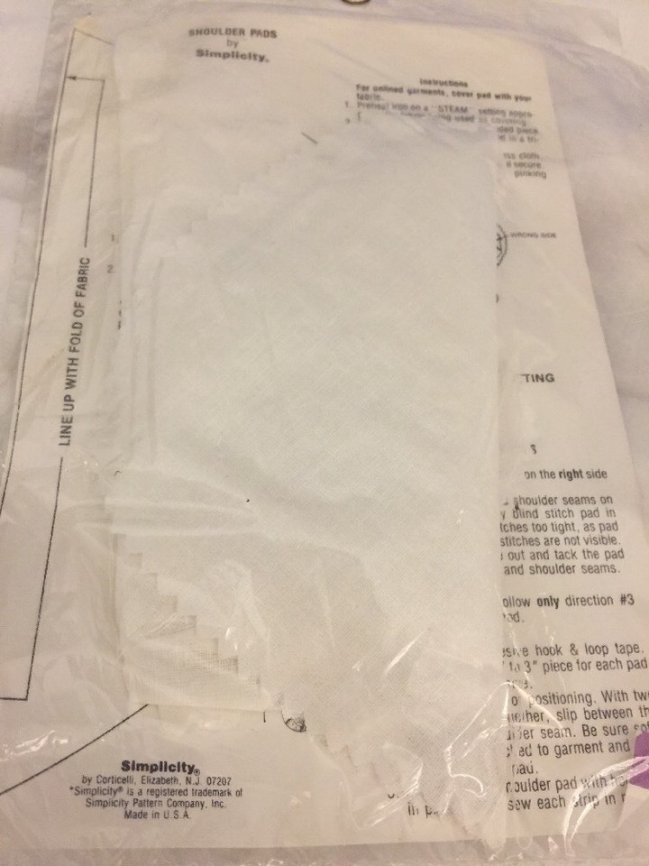 Simplicity Shoulder Pads 1980's Sewing Implements | eBay